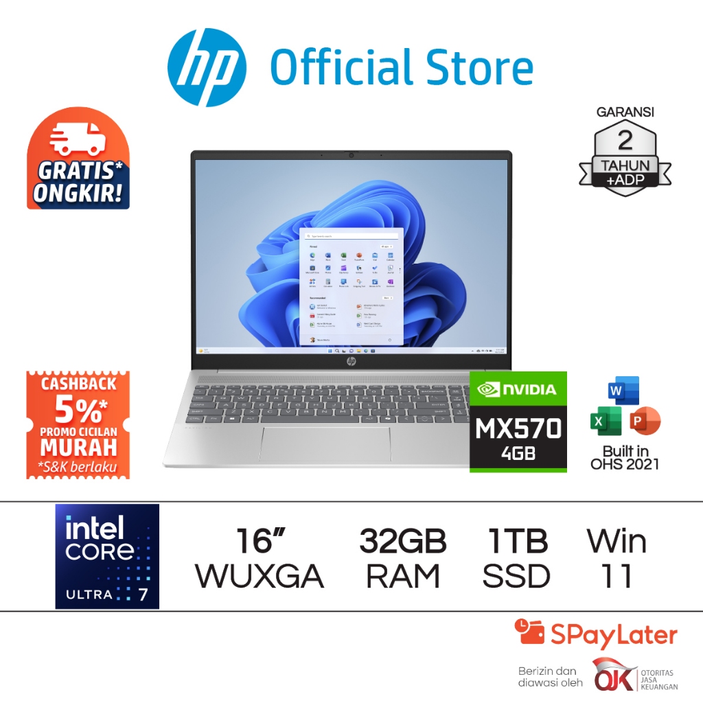 Jual Laptop HP Pavilion Intel Core Ultra 7 NVIDIA GeForce 32GB RAM 1TB SSD Silver Windows 11 ...