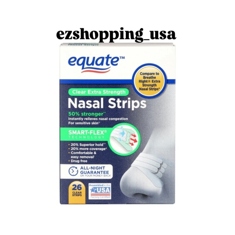 Jual equate nasal strip extra strenght clear 26 strips strip hidung ...