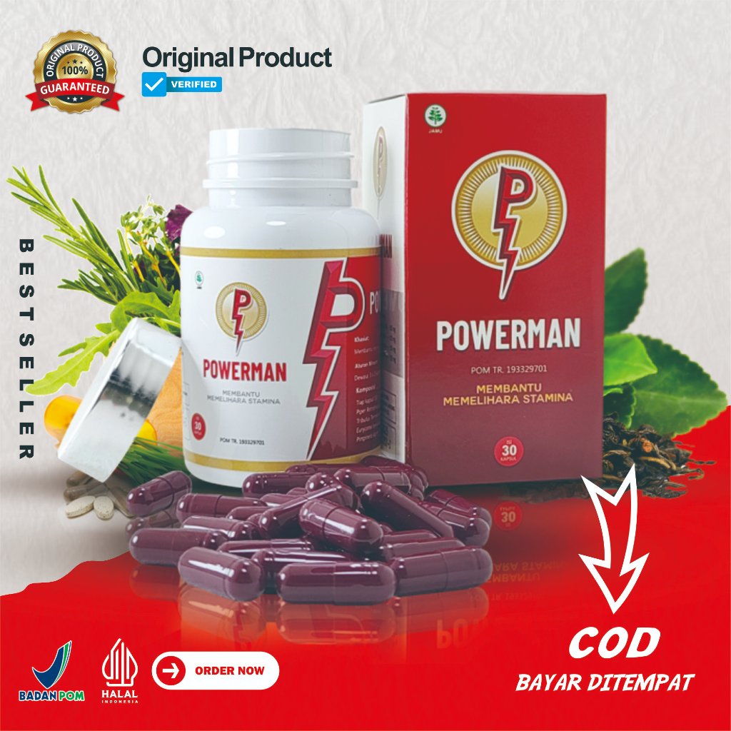 Jual POWERMAN 0bat herbal kapsul pria original HALAL&BPOM | Shopee Indonesia