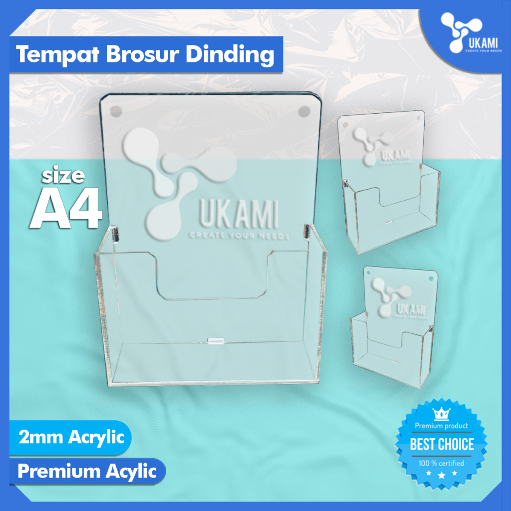 Jual UKAMI - Tempat Brosur Acrylic A4 - Display Bruchure Gantung ...
