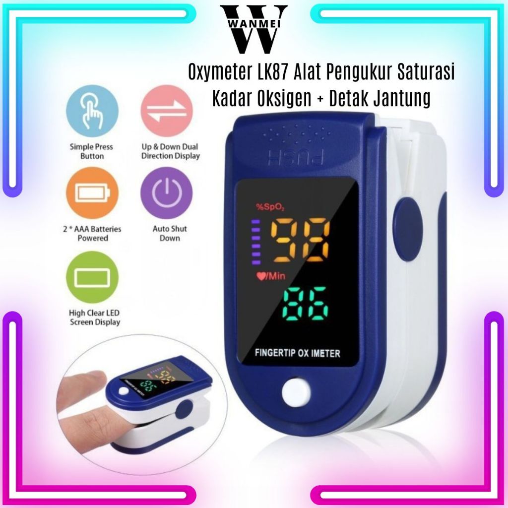 Jual WM Pulse Oxymeter LK87 Fingerstip Alat Pengukur Saturasi Kadar ...