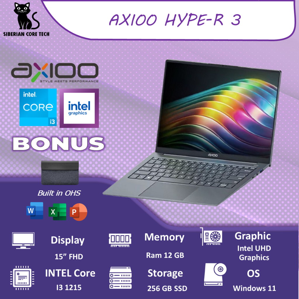 Jual AXIOO HYPE-R 3 I3 1215 12GB 256GB WINDOWS 11 14.0FHD BLK (1KG ...
