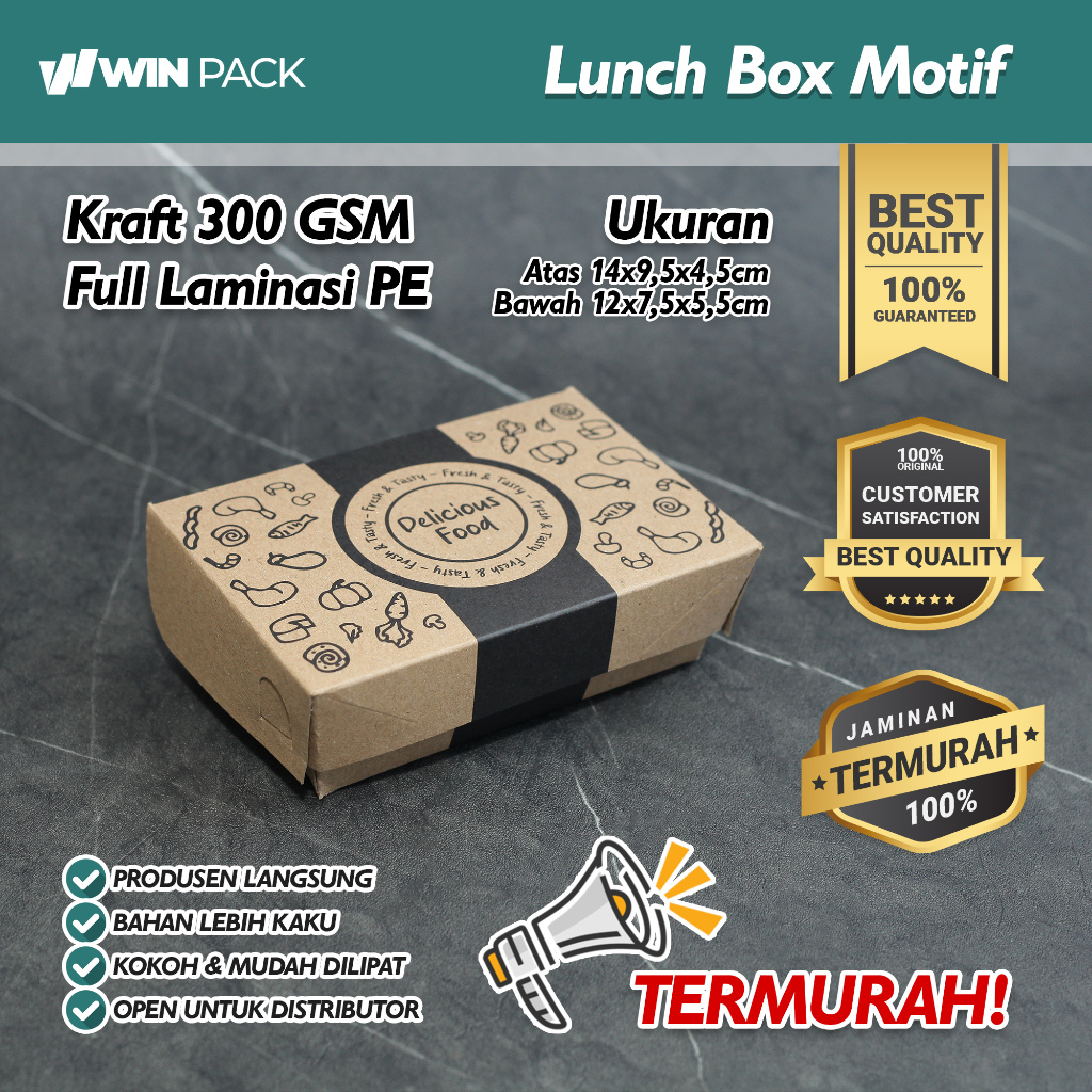 Jual (25 Pcs) Paper Lunch Box S Kraft Paper 310 GSM Dalam Lapis PE Food ...
