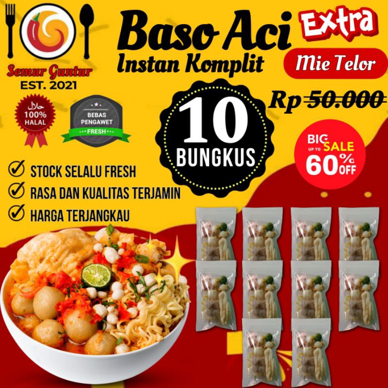 Jual 𝐏𝐑𝐎𝐌𝐎 [Paket Hemat 𝟏𝟎 𝐁𝐮𝐧𝐠𝐤𝐮𝐬] 𝐁𝐚𝐬𝐨 𝐀𝐜𝐢 Instan Khas Cianjur 𝐄𝐗𝐓𝐑𝐀 ...