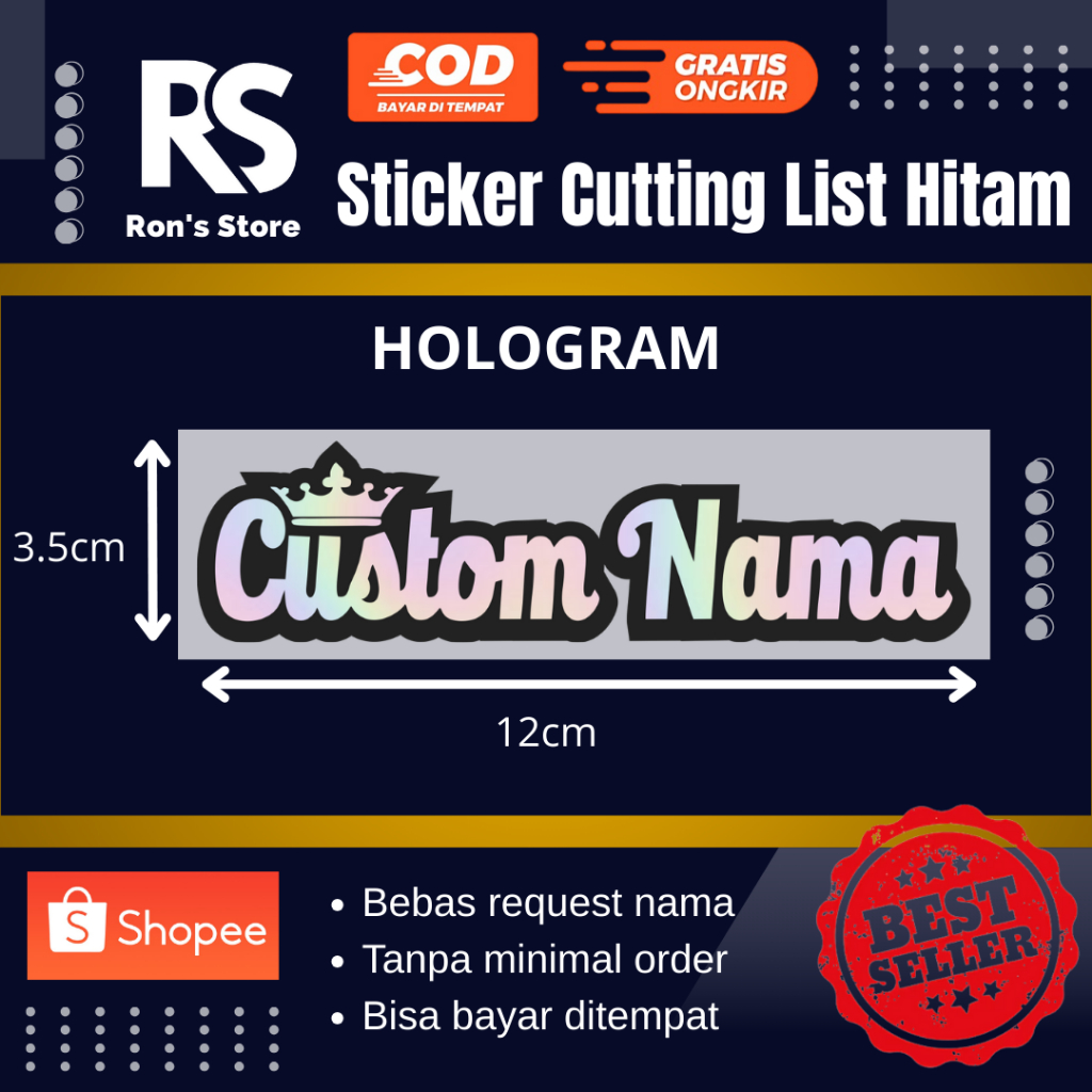 Jual STICKER HOLOGRAM DAN HOLOGRAM LIST HITAM CUTTING VIRAL BEBAS ...