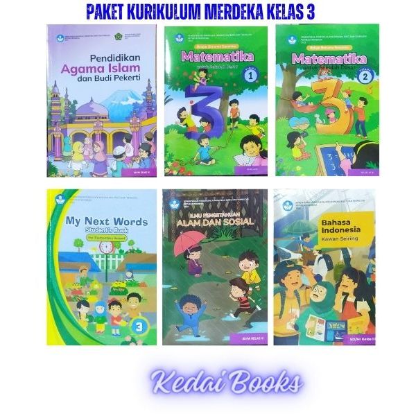 Jual Paket Kelas 3 Kurikulum Merdeka Bhs Indonesia Matematika Vol 1 dan 2 IPAS Bhs Inggris ...