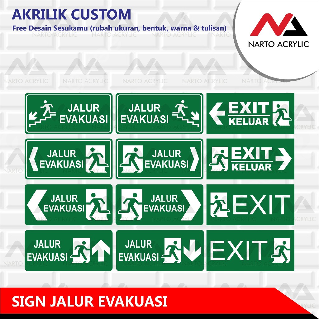 Jual SIGN AKRILIK JALUR EVAKUASI | SIGN EXIT | UK. 14 X 30 CM | INDOOR ...