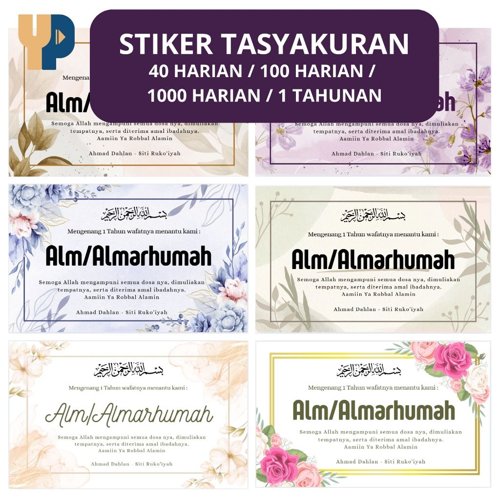 Jual Label Stiker tahlil / slametan / tasyakuran 40 harian / 100 harian ...