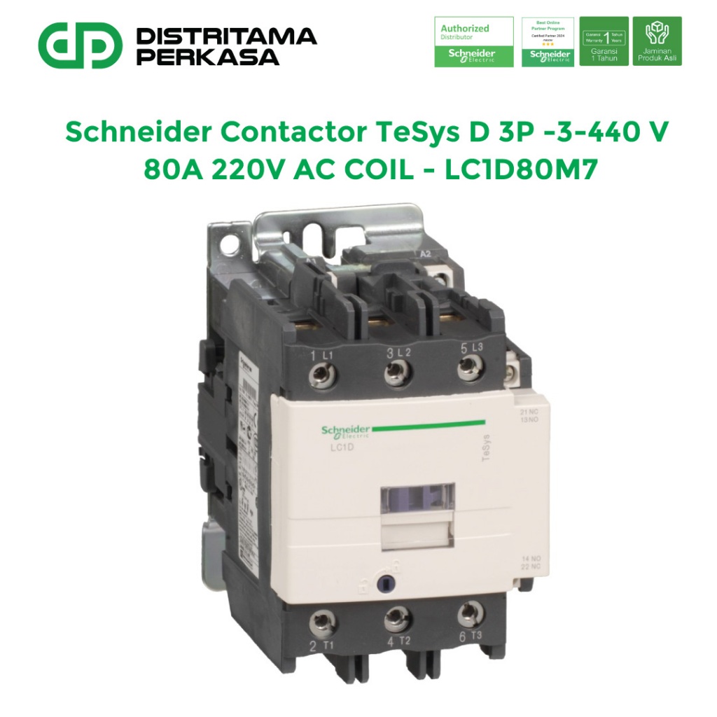 Jual Schneider Contactor TeSys D 3P 80A 220VAC Coil - LC1D80M7 | Shopee ...