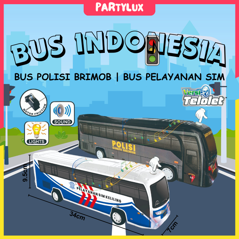 Jual Mainan Anak Bus Brimob Polisi Bis Pelayanan SIM Miniatur Busway ...