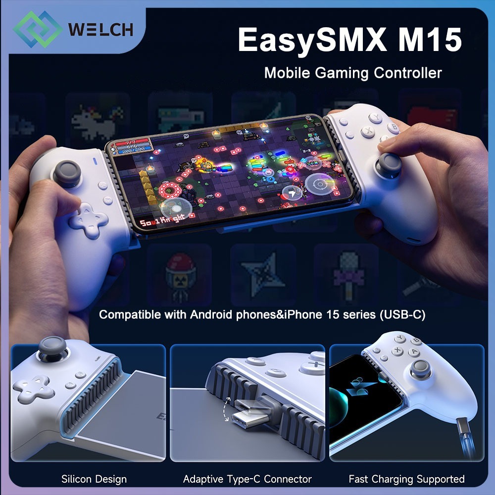 Jual EasySMX M15 Mobile Phone Gamepad for Android & iPhone 15 Series Type-C Hall Effect Joystick ...