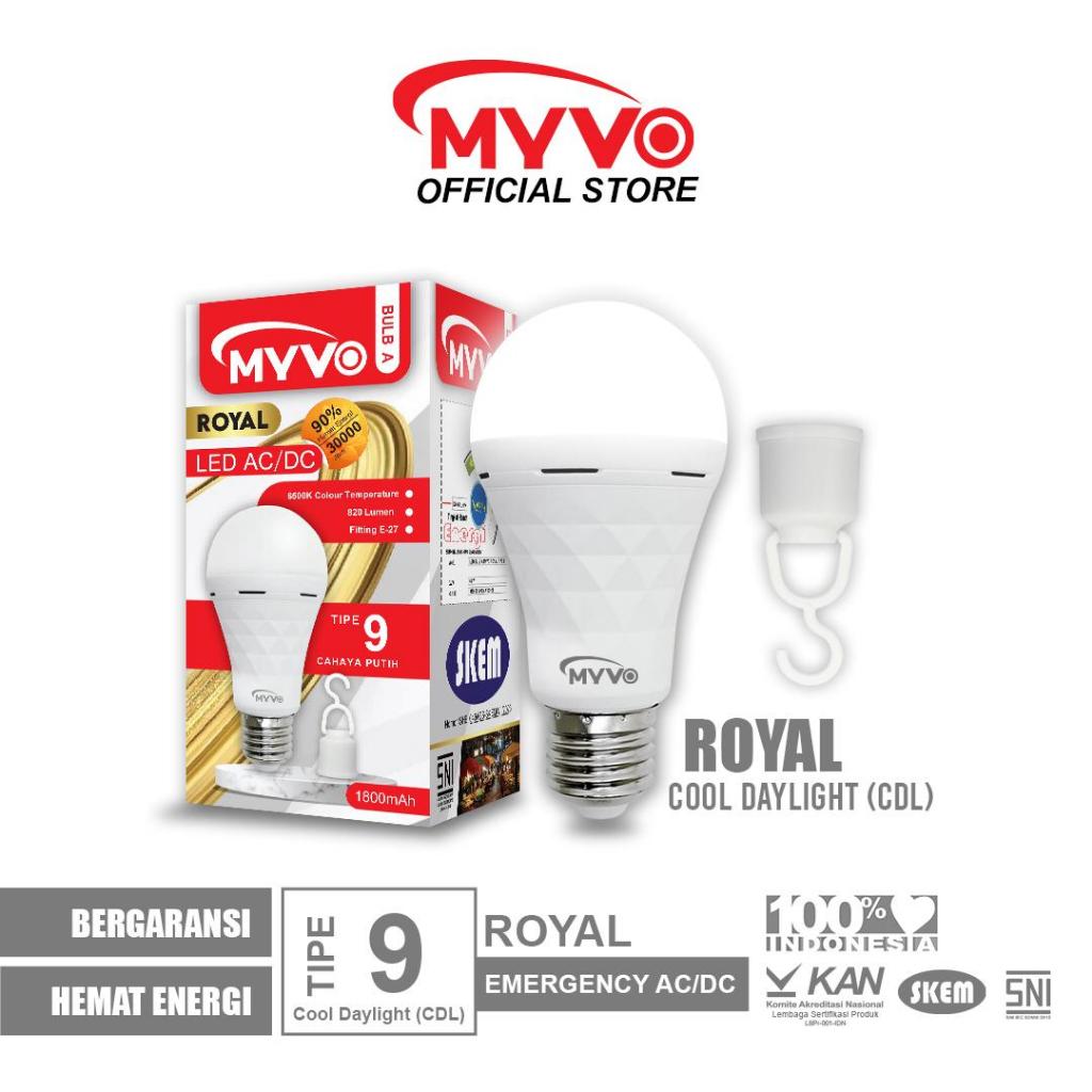Jual MYVO Lampu LED Royal Tipe 9 Emergency AC/DC Bohlam Cahaya Putih | Shopee Indonesia