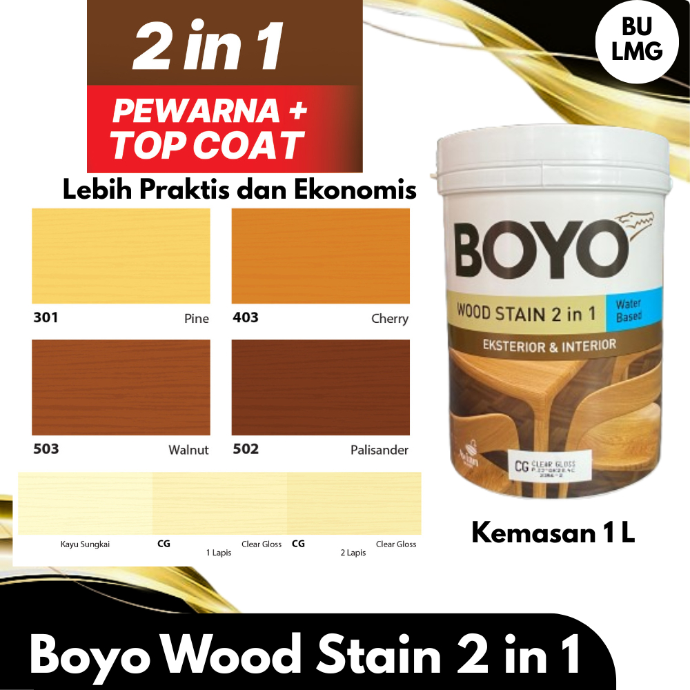 Jual Cat Politur Kayu Water-Based Avian Boyo Woodstain 2 In 1 Pewarna ...