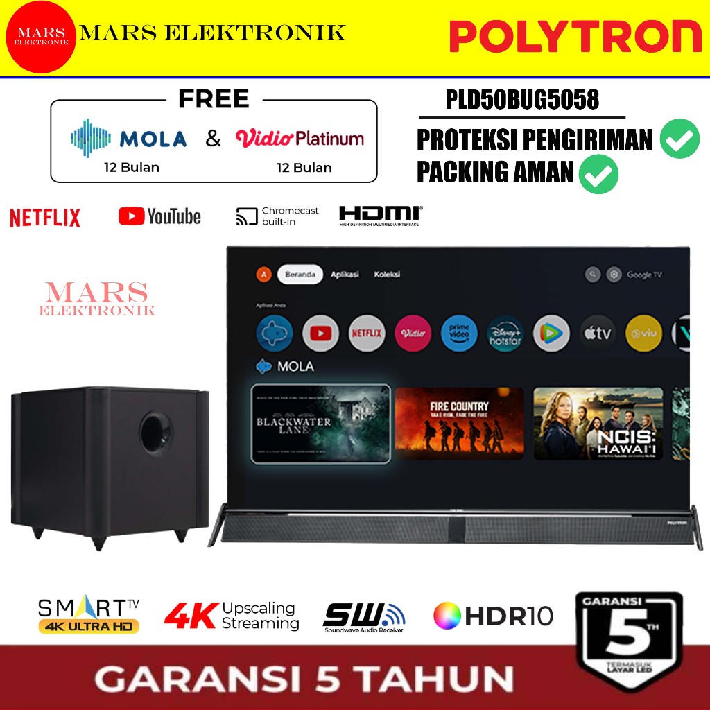 Jual TV LED POLYTRON PLD50BUG9959 - PLD50BUG5058 - 50 INCHI - 4K ULTRA ...