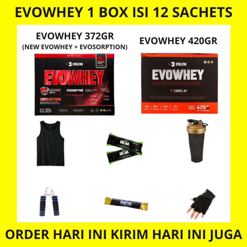 Jual Evolene Evowhey Whey Protein 1 Box isi 12 sachet 420gr / Evowhey ...