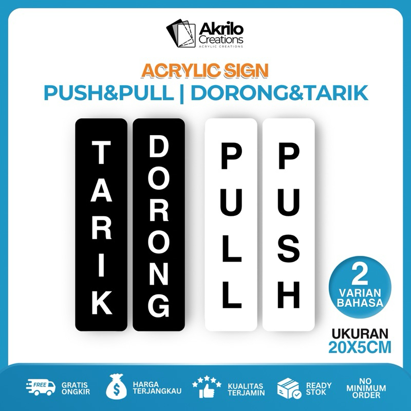 Jual Akrilik Sign Pintu Dorong Tarik | Label Push Pull Pintu Rumah ...