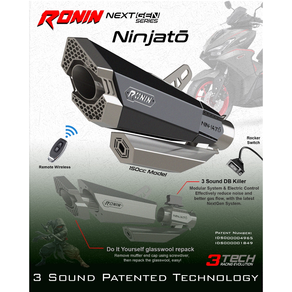 Jual Matic 110-160cc Ronin Ninjato 3 Suara Fullsystem PCX - AEROX ...