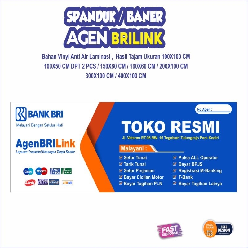 Jual Spanduk / Baner Agen Brilink Bisa Custom Desain | Shopee Indonesia