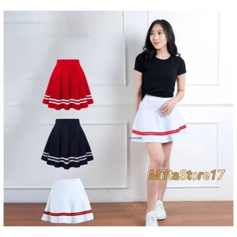 Jual ROK MINI LIST HITAM PUTIH/ROK OLAHRAGA ROK MINI SKIRT ROK KOREA ...