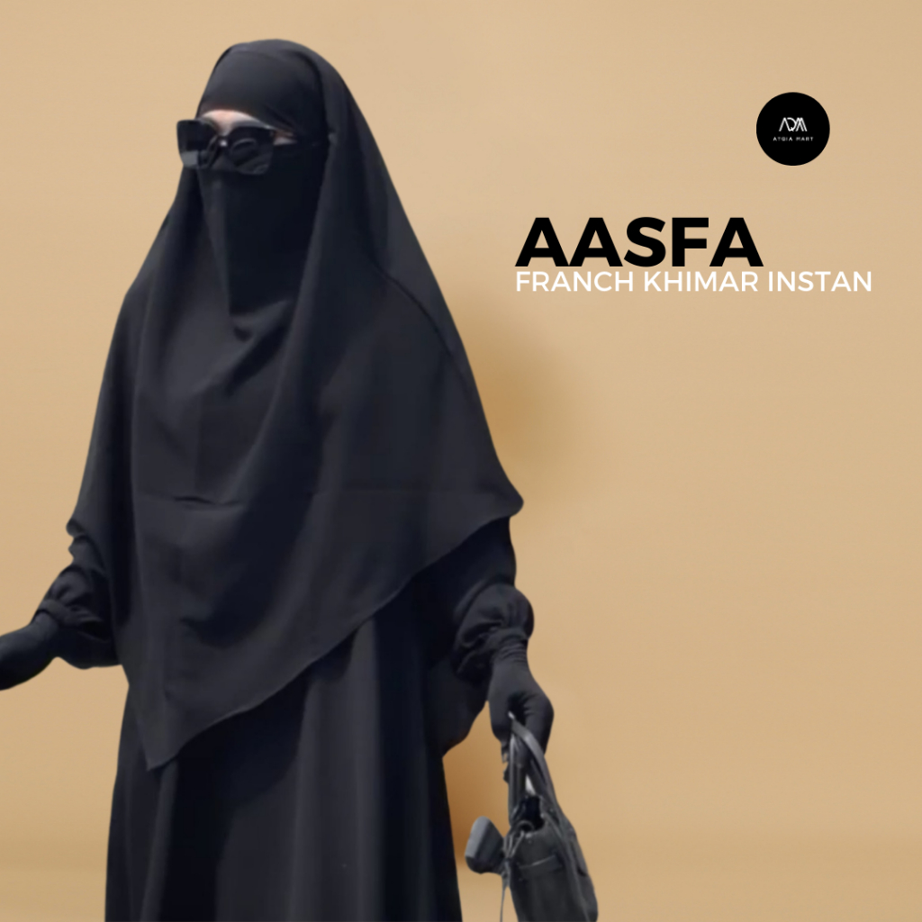 Jual Atqia_Mart - French Khimar Instan FK Midi Hijab Syari Material Exclusive Black Aasfa Jilbab ...