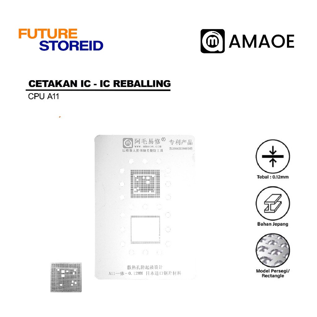 Jual AMAOE CPU A11 CETAKAN IC BGA ATAS BAWAH 0.12 - CATAKAN PLAT IC BGA AMAOE A11 RAM + CPU ...