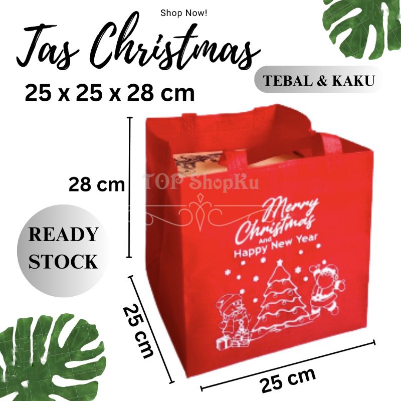 Jual Tas Spunbond CHRISTMAS / NATAL 25x25 cm Tinggi 28 cm / Tas Box ...