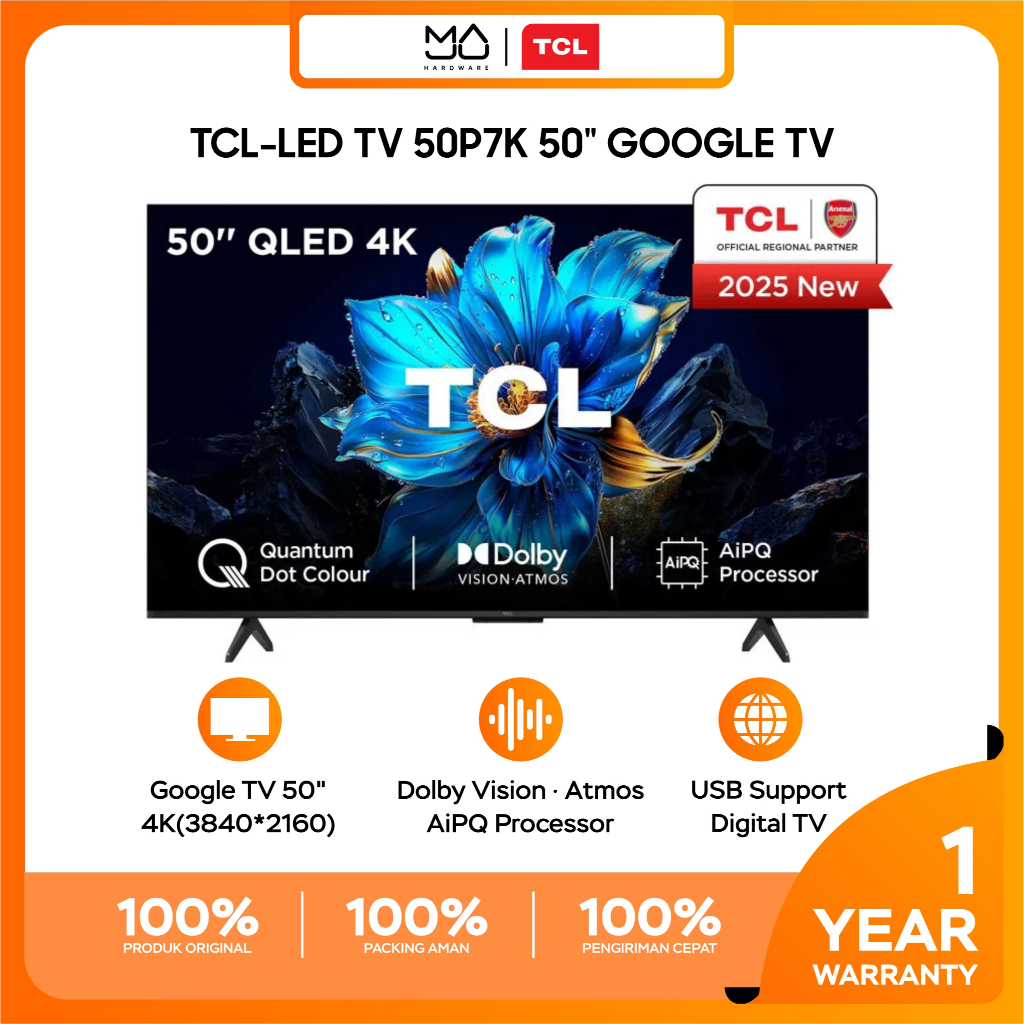 Jual TV TCL 50 Inch P7K QLED Direct LED TV 4K HDR Smart TV 50P7K Google TV - Garansi Resmi ...