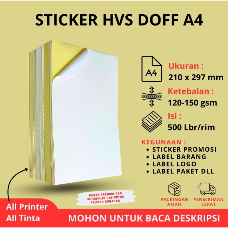 Jual STICKER HVS A4 ISI 50 LEMBAR / KERTAS STIKER HVS INKJET DOFF A4 ...