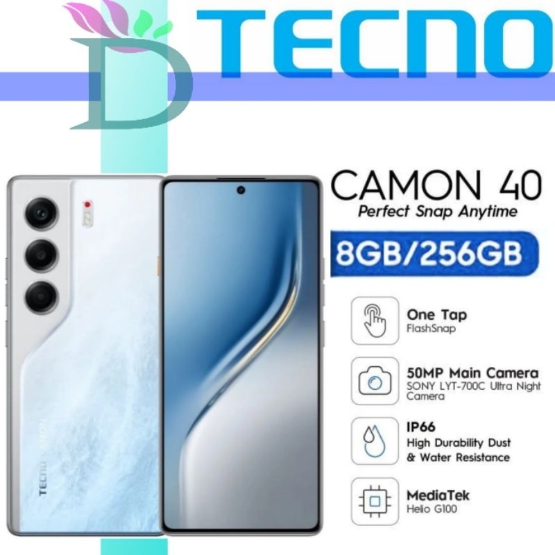 Jual TECNO CAMON 40 8/256GB | IP 68 | Dimensity 7300 | Dolby Atmos | 6.78 Amoled 120 Hz | 5200 ...