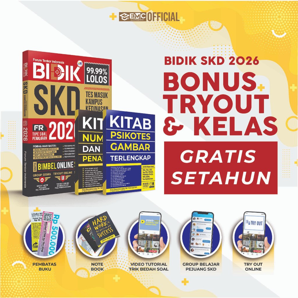 Jual EMC Buku Kedinasan 2026 Paket 3 Buku Bidik 99,99% Lolos Skd Kedinasan + Ktb Numerik ...