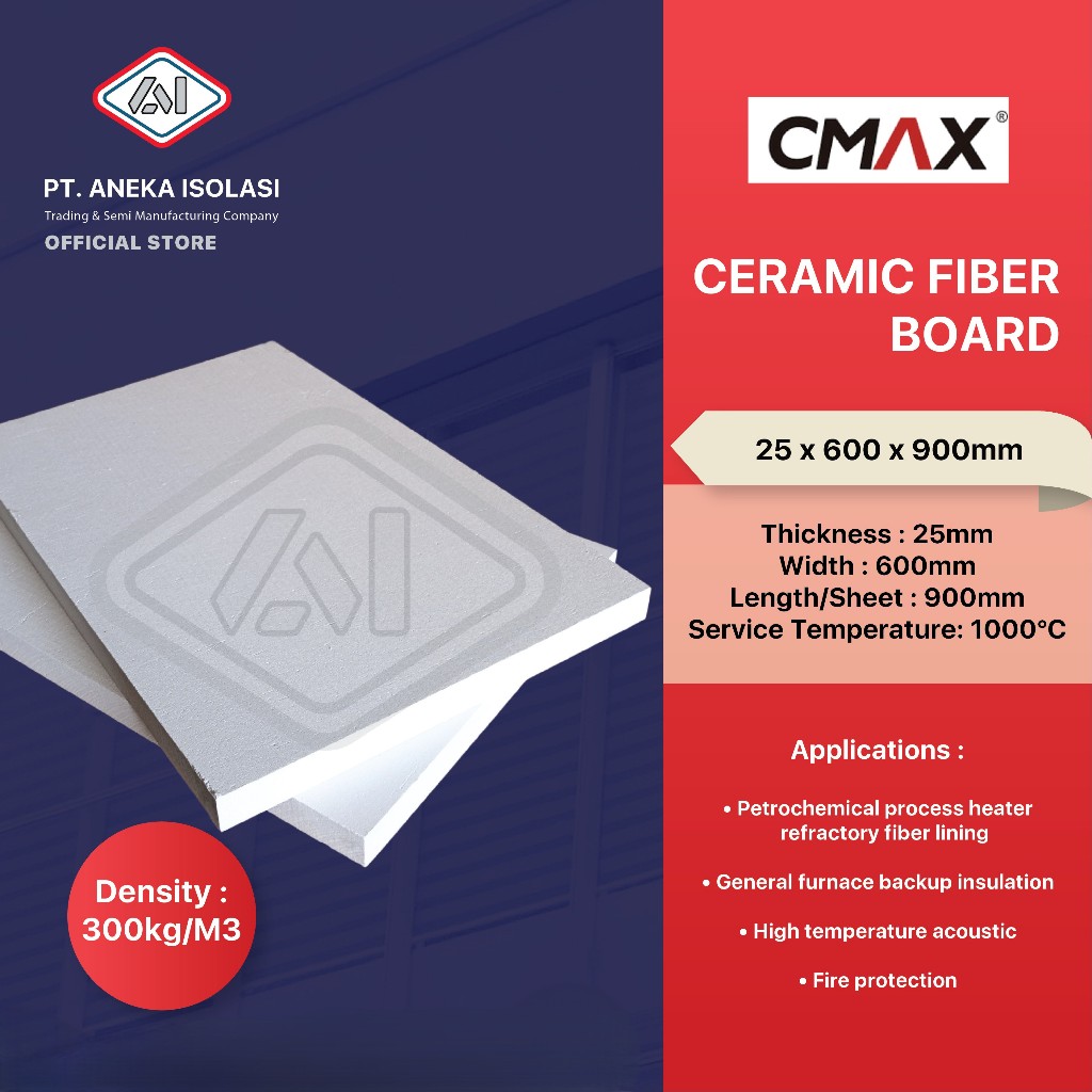 Jual Ceramic Fiber Board - CMAX STD / Lembaran / Density 300KG/M3 ...