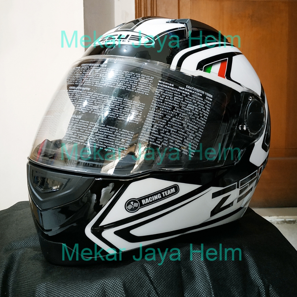 Jual Helm ZEUS 811 ZS-811 AL3 Black - White. Full Face Helmet | Shopee ...