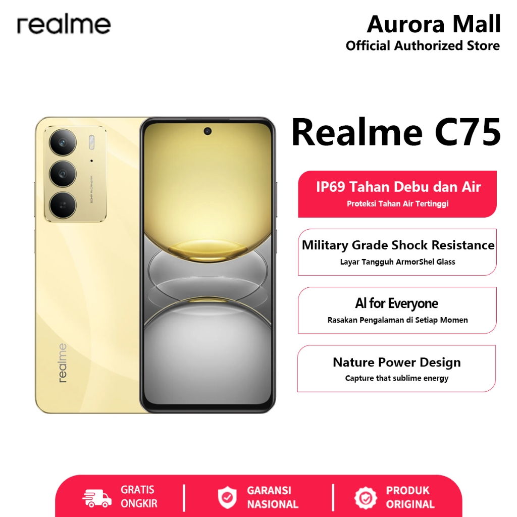 Jual Realme C75 8/128GB 8/256GB 6000mAh Battery and 45W FlashCharge - Official Warranty | Shopee ...