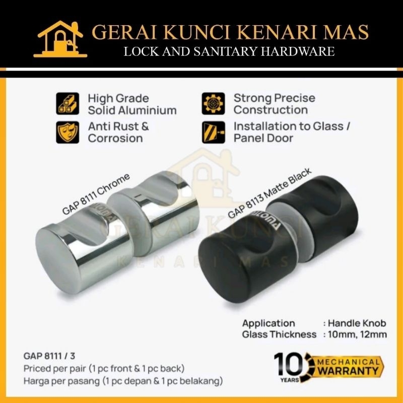 Jual PALOMA GAP 8111 8113 Gagang Pintu Kaca Tarikan Glass Handle Door Knob Shower Cubicle Box ...