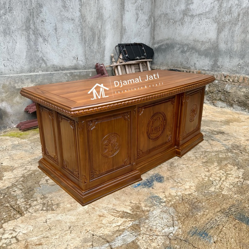 Jual meja kerja direktur jati solid, meja kerja ukir, meja kantor, meja ...