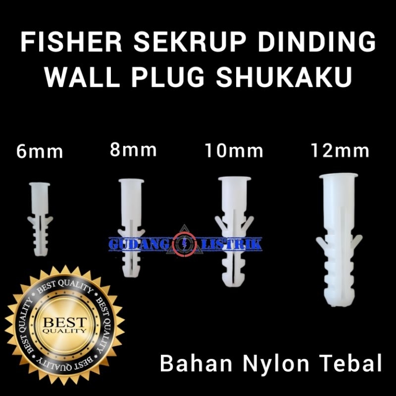 Jual 1 Biji Fiser Tembok Fastener Nylon Wall Plug Sekrup Dinding Beton ...