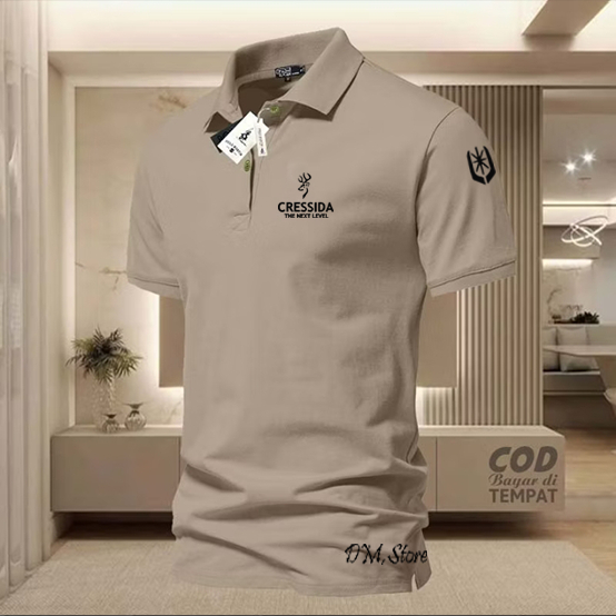 Jual (Cod) T-Shrit Polo Kerah Cressida Plus Lengan Text Hitam Quality Kaos Kerah Dewasa Shirt ...