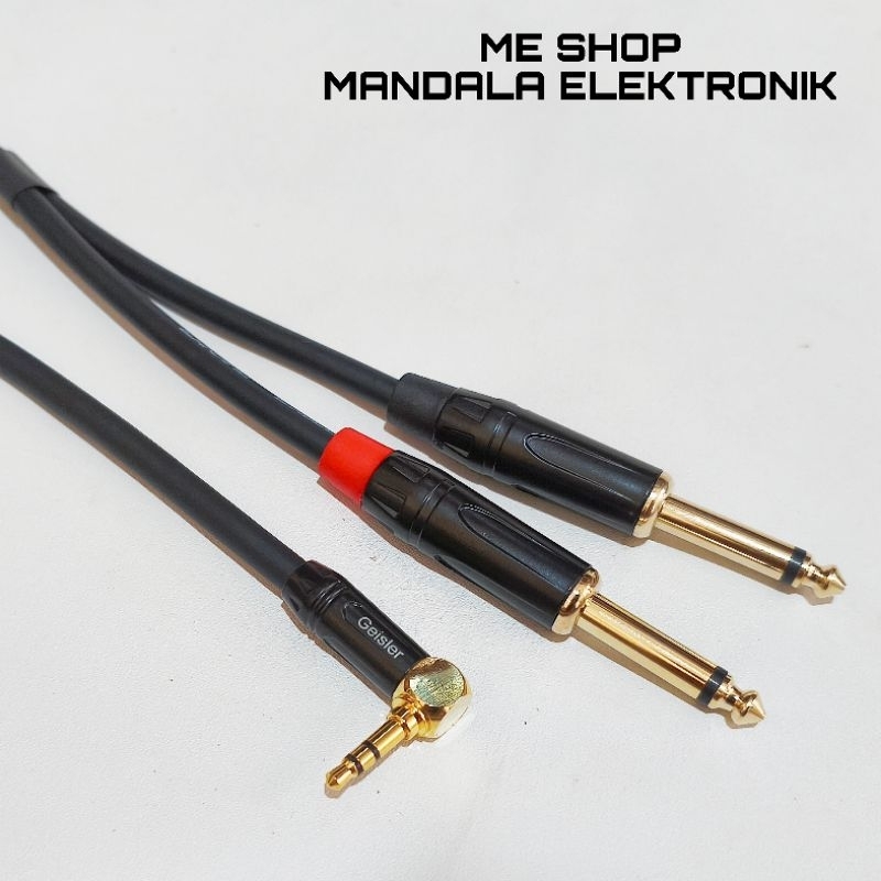 Jual kabel audio jack 3,5mm stereo L to dua jack akai mono high quality 50cm-10meter | Shopee ...