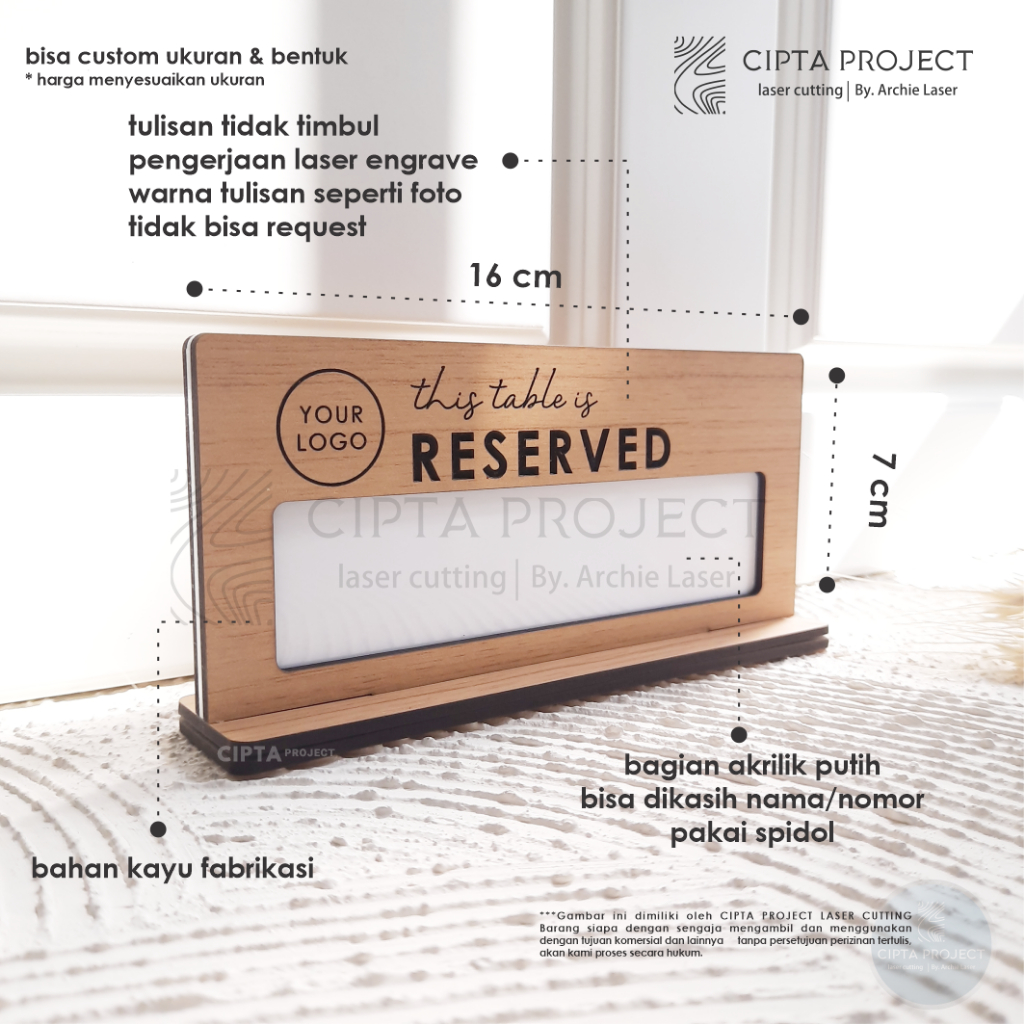Jual Tanda Reserved / Papan Meja / Reserved Sign / Desk Sign / Reserved ...