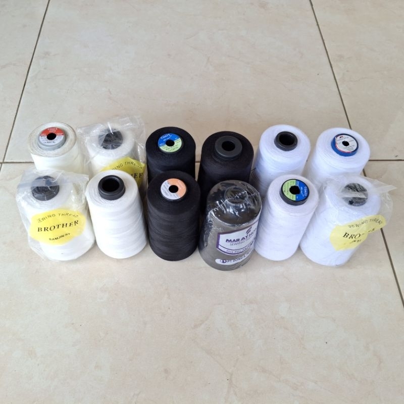 Jual Benang Jahit Hitam Putih dan Natural Grade A ukuran 40/2 Panjang ...