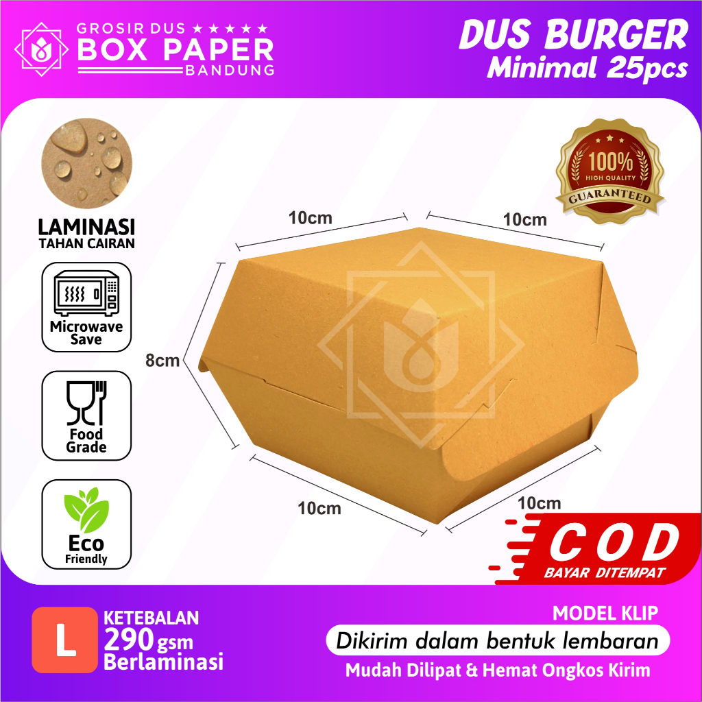 Jual Dus Burger Box Size L Kraft 290 gsm Kotak Brown Paper Craft Roti ...