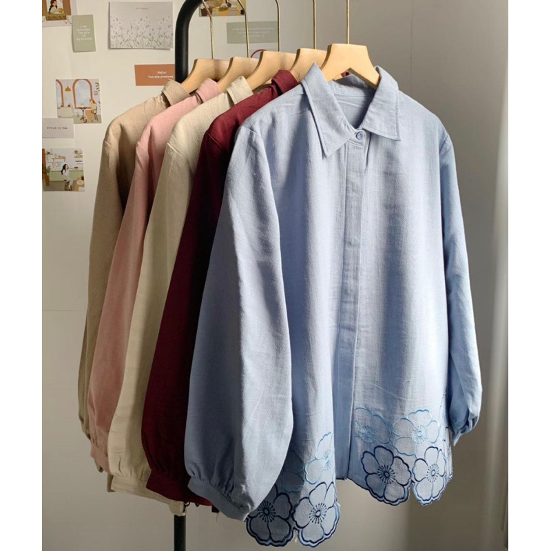 Jual Lisa blouse kekinian|Blouse korean| Blouse linen premium | Shopee ...