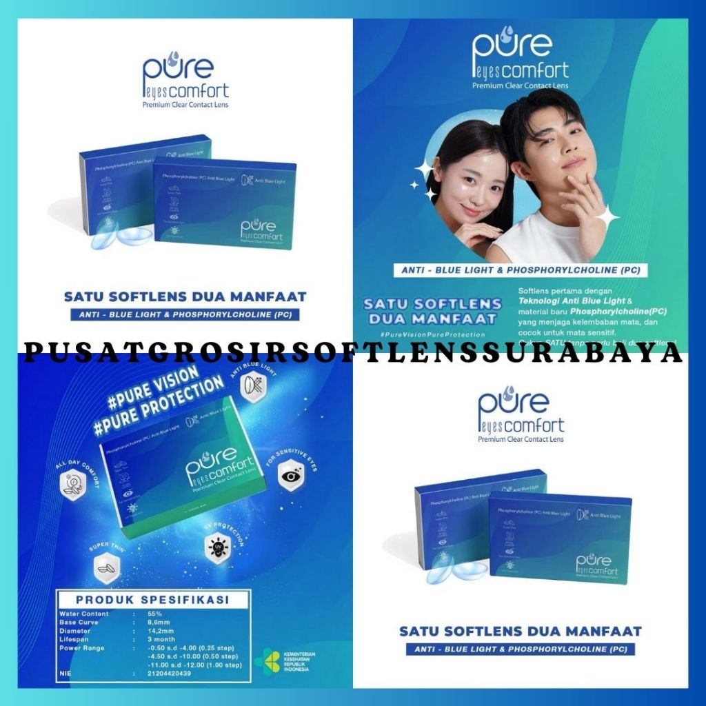 Jual SOFTLENS PURE EYES ANTI BLUE LIGHT CLEAR BENING 14,2 MM MINUS ...
