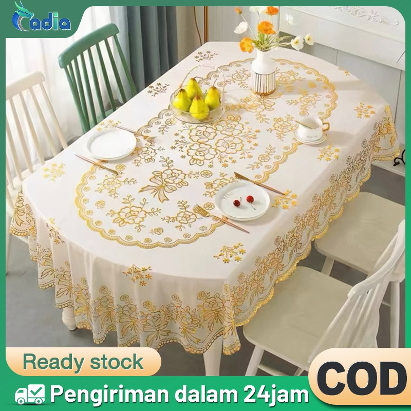 Jual Taplak Meja Makan Oval 6 Kursi Anti Air Bahan PVC Tebal Premium ...