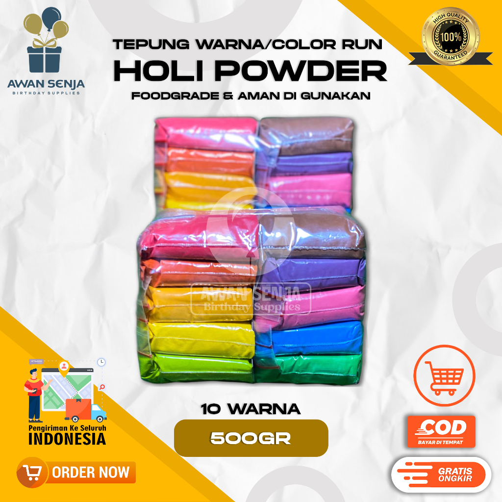 Jual Bubuk Holi Powder Mix 500gr | Tepung Warna | Color Run | Event dan ...