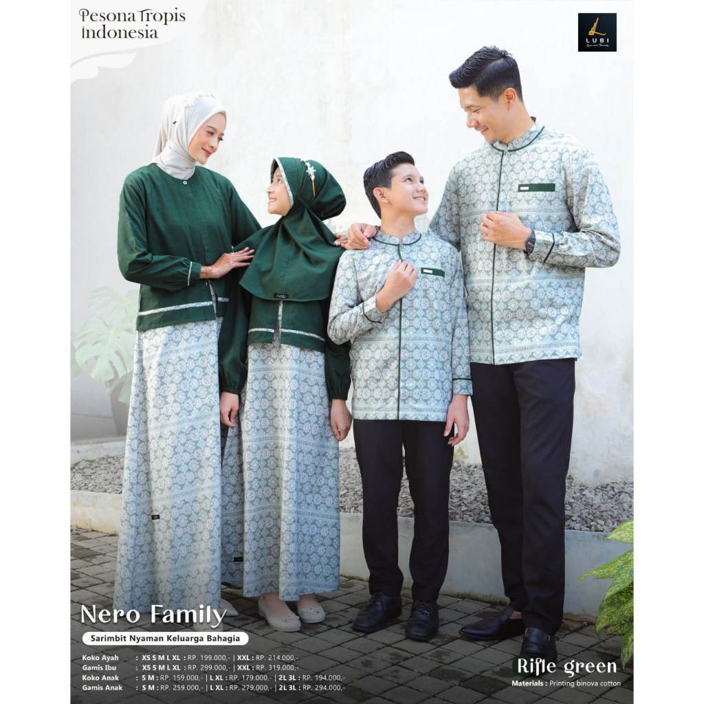 Jual Sarimbit Keluarga 2025 Terbaru LUBI NERO FAMILY GREEN Sarimbit ...