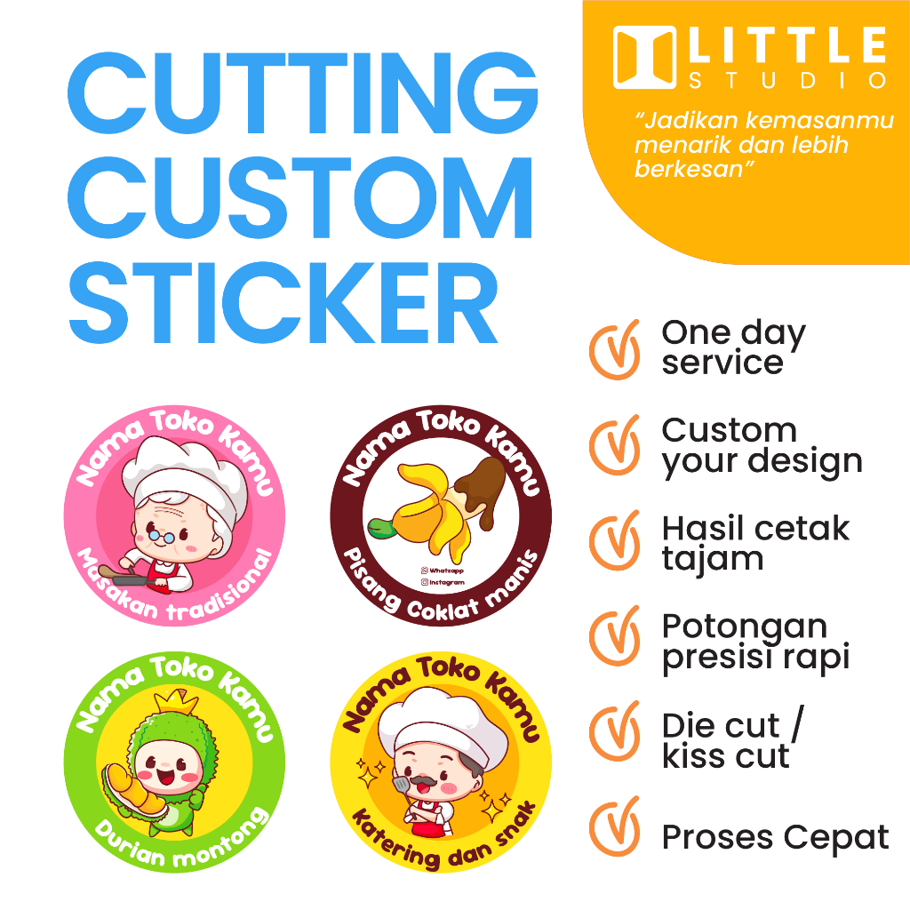 Jual Custom Sticker Label Kemasan Lucu dan unik. Bulat/Kotak/Custom ...