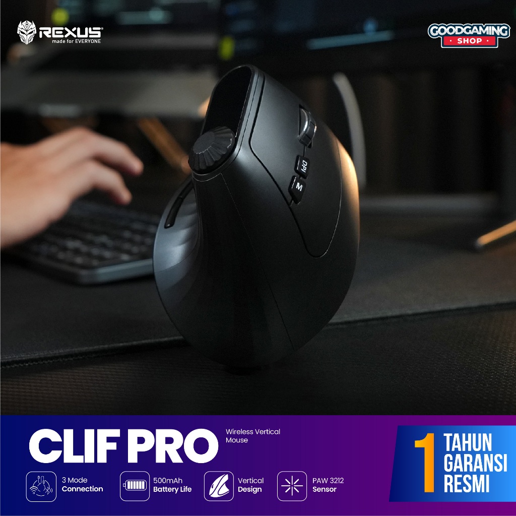 Jual Rexus Clif Pro QV280 / QV-280 Mouse Office Ergonomic Vertical ...