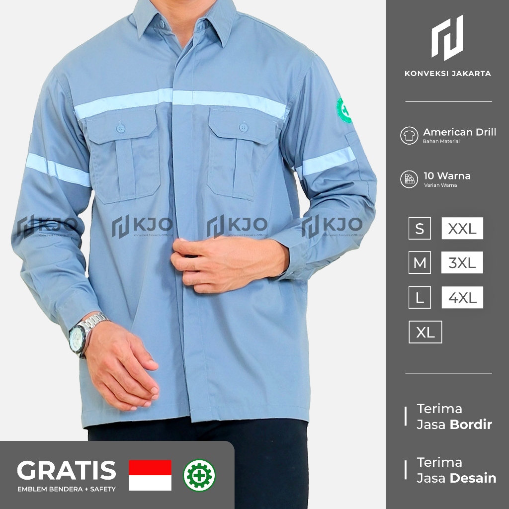 Jual Baju Wearpack Kemeja Safety K3 Proyek Tambang Lengan Panjang ...