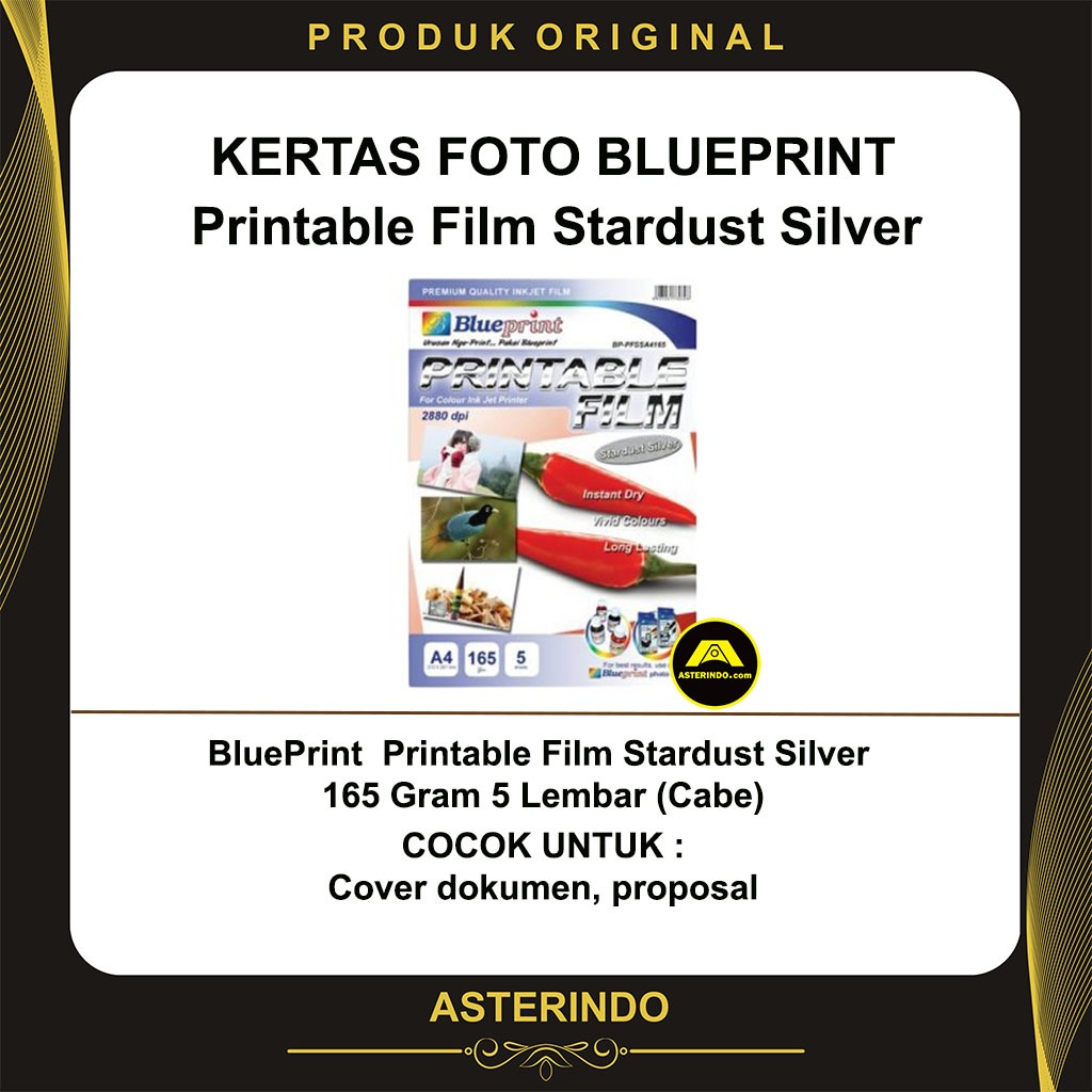 Jual Kertas BluePrint Printable Film Stardust Silver Cabe A4 165 Gram 5 ...